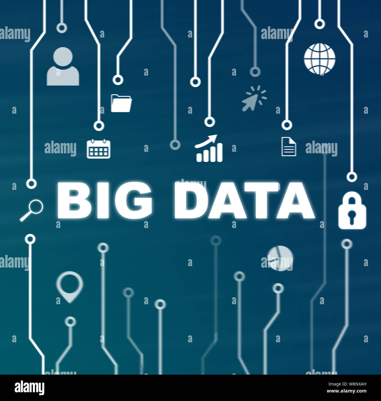 Big data technology and Internet concept on blue background Stock Photo ...