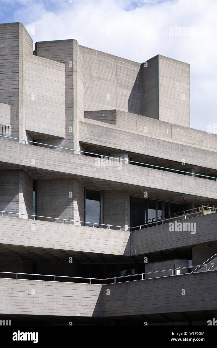 Brutalist architecture of the National Theatre on the Southbank Stock ...