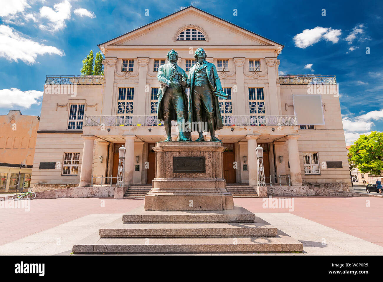 German National Theatre with Goethe and Schiller Monument at Weimar ...