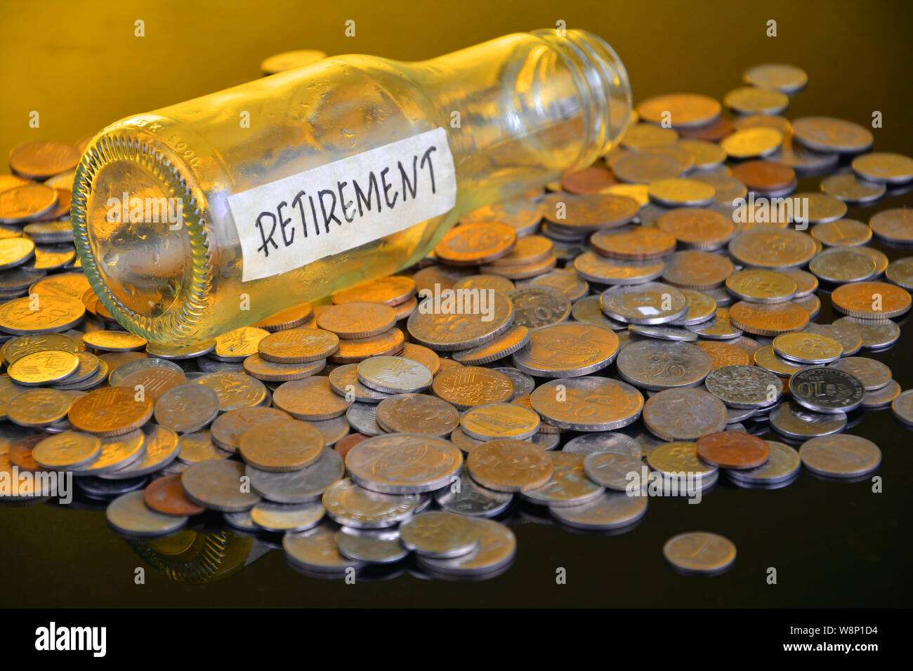 Word retirement stacked coins hi-res stock photography and images - Alamy