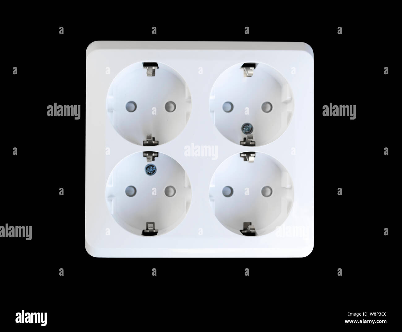 Electric Outlet isolatedd on black background. Electric voltage socket ...