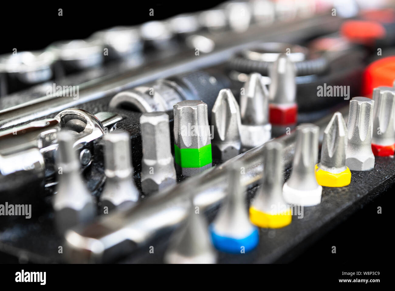 Close up viw of a Garage Tool Box. Set of Tools. Tool Box for ...