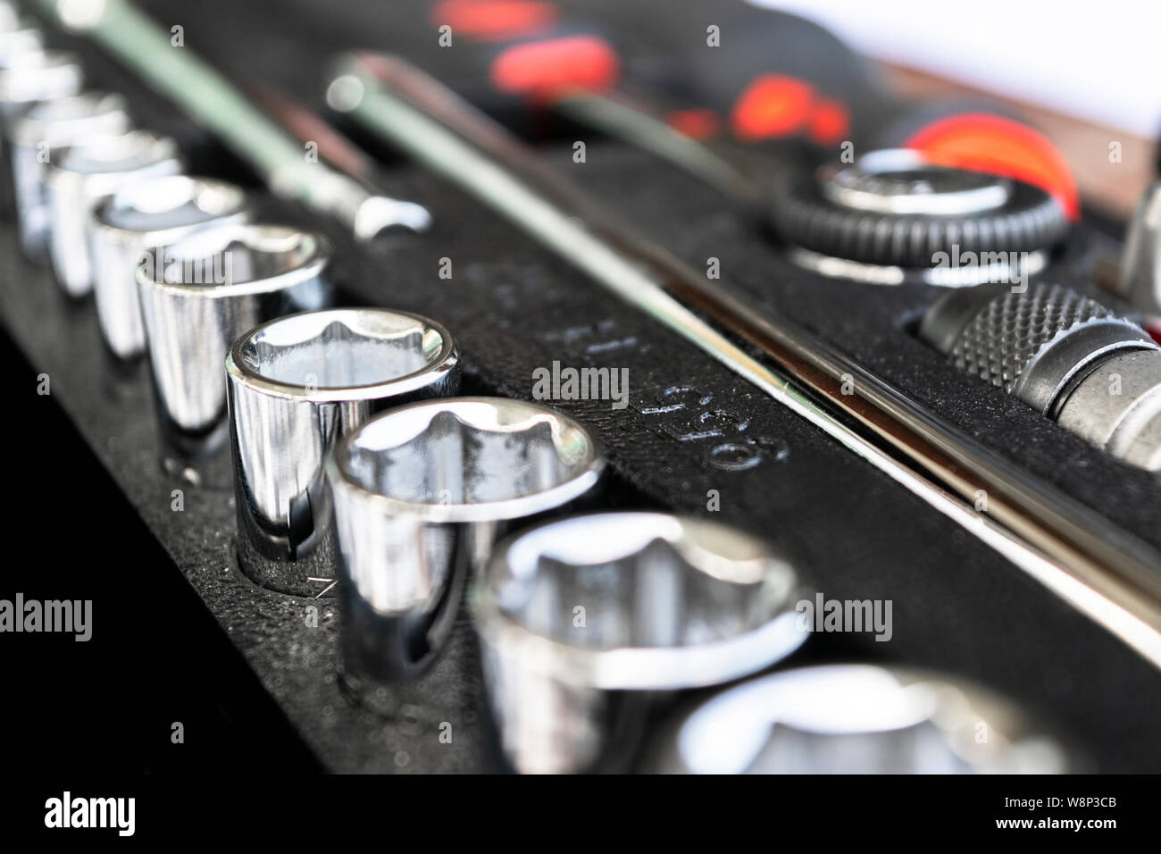 Close up viw of a Garage Tool Box. Set of Tools. Tool Box for ...