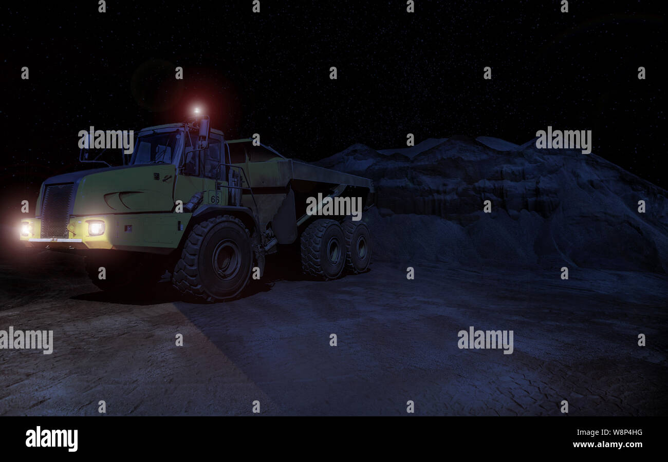 Mining Dump Construction Truck transporting Gravel for processing at ...