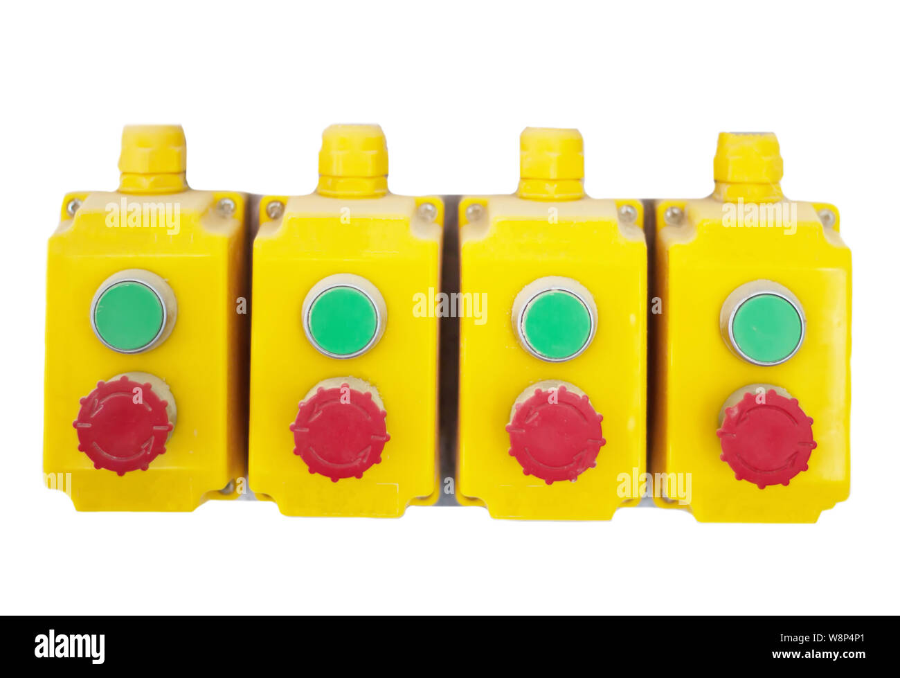 Electric multi-colored light switch on a white background, isolate ...