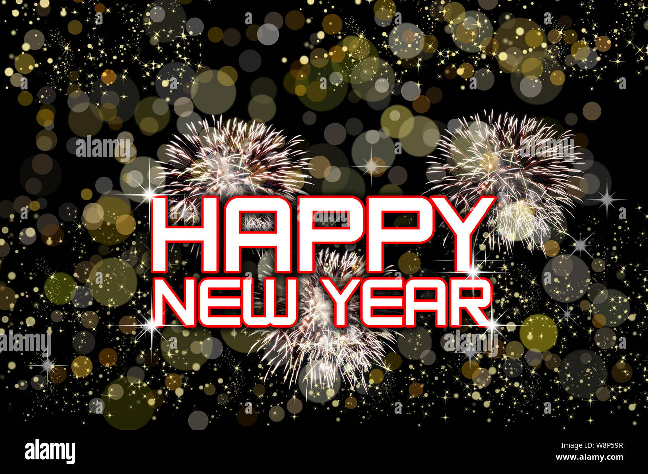 Happy New Year with colorful fireworks Stock Photo - Alamy
