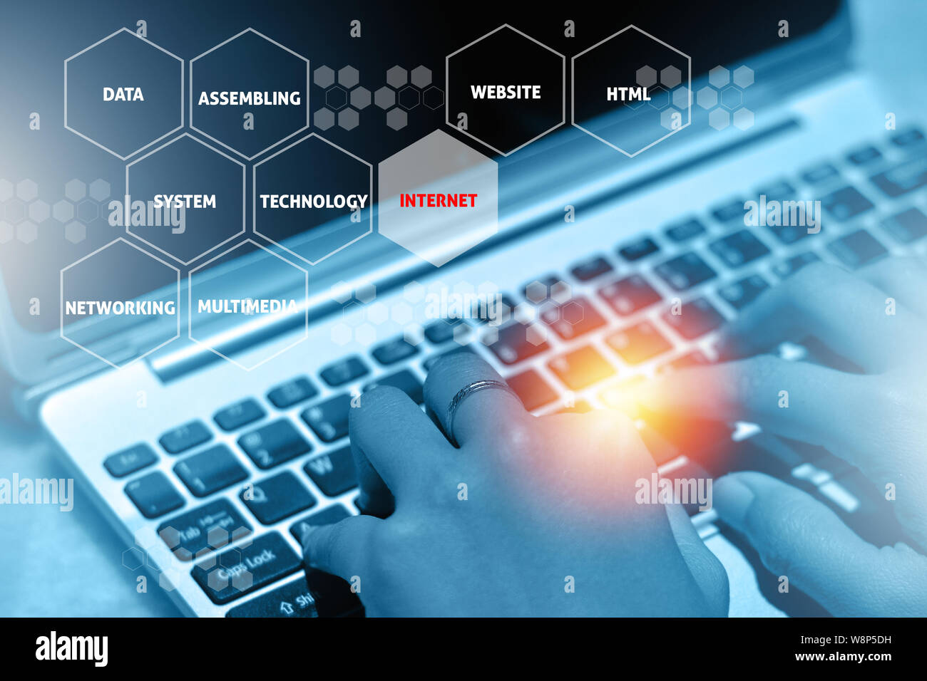 Assembling high performance personal computer. Online Education Concept ...