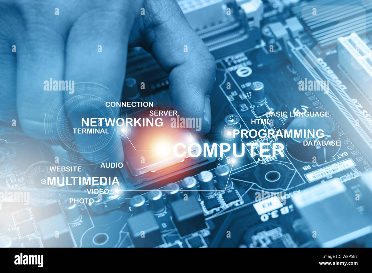 Assembling high performance personal computer. Computer Concept Stock ...