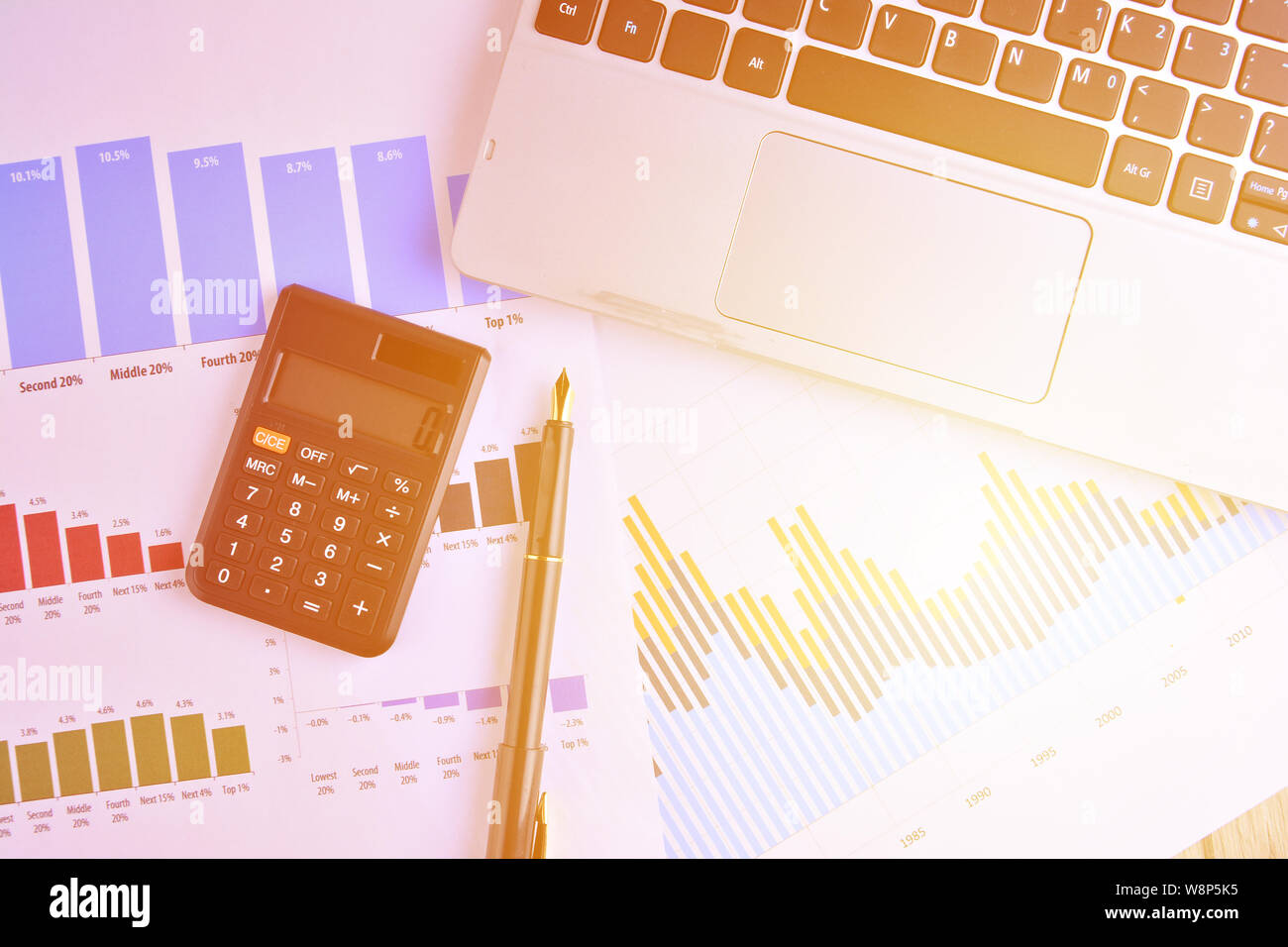 Graphs, charts, business table. The workplace of business people Stock ...