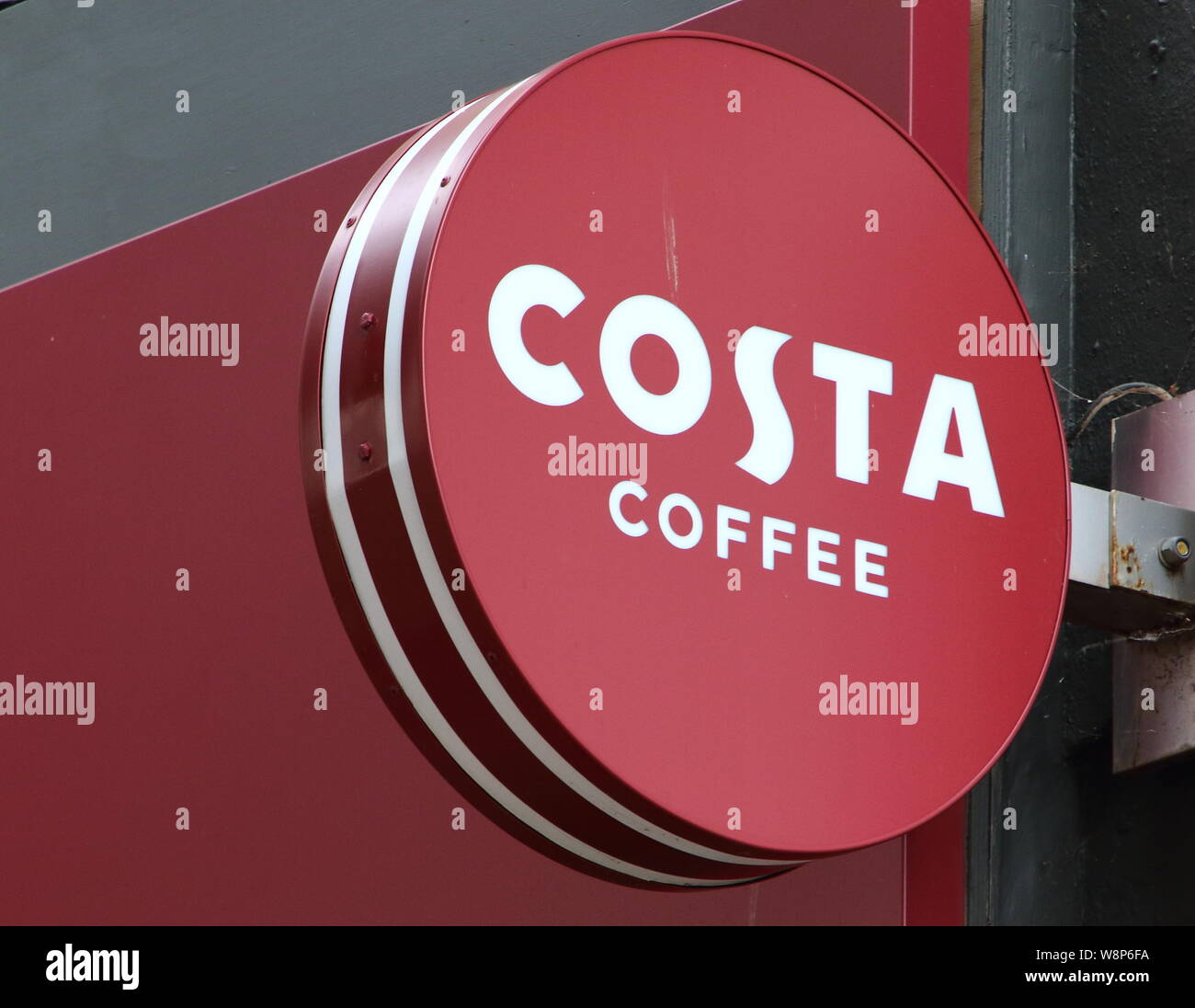 August 10, 2019, Paignton, Devon, United Kingdom: Costa Coffee logo ...
