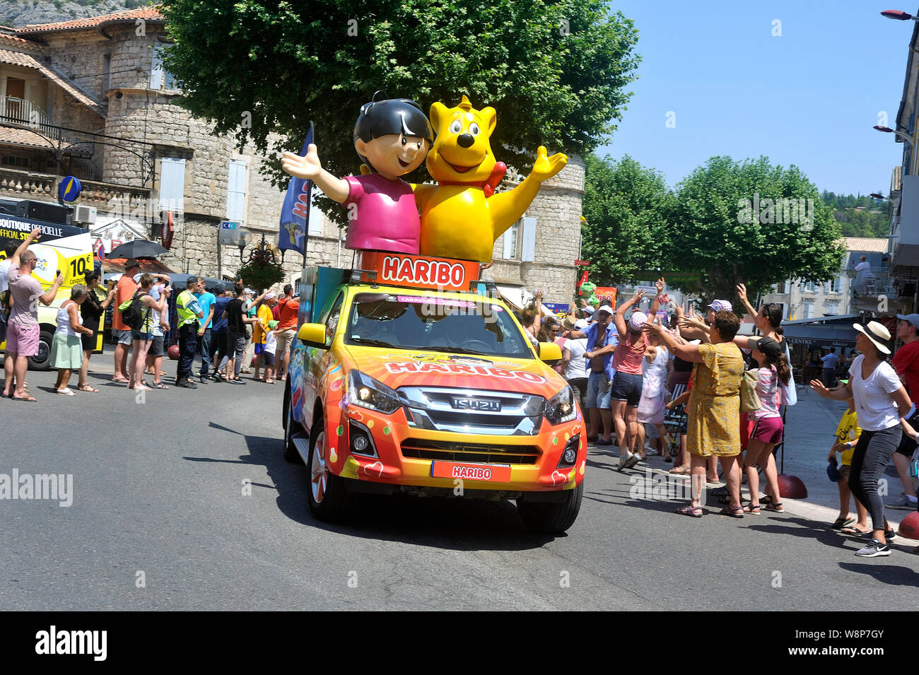 Passage of a Haribo advertising car in the Tour de France caravan in ...
