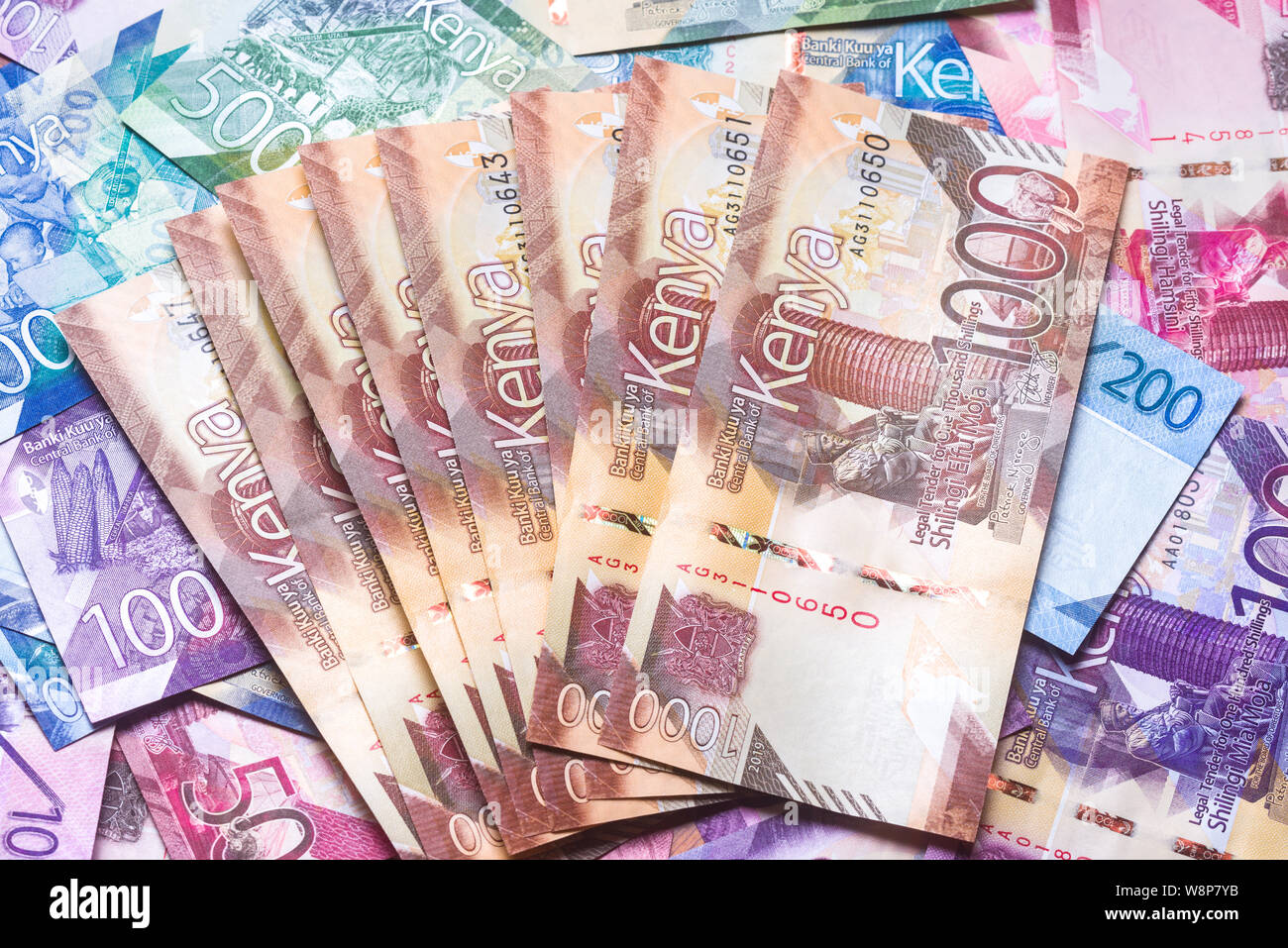 New 2019 Kenyan 1000 Shilling bank notes on other bank notes in various ...