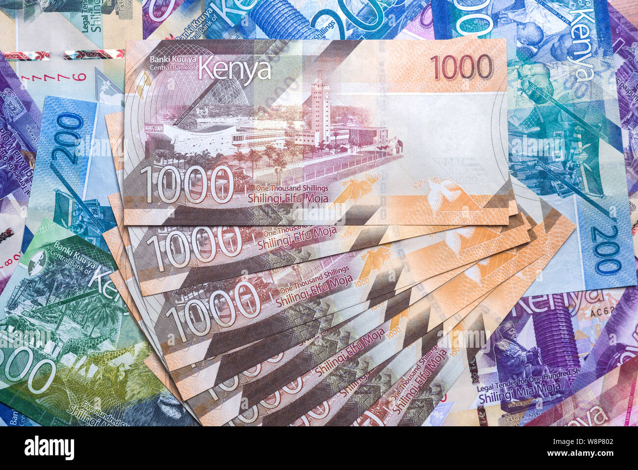 New 2019 Kenyan 1000 Shilling bank notes on other bank notes in various ...