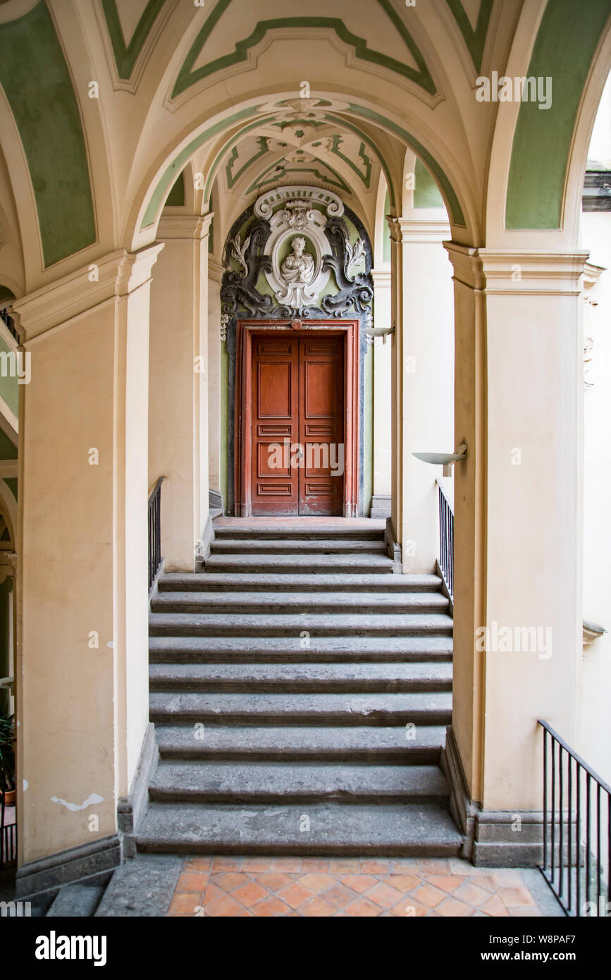 Interior of ancient medieval Spanish palace, Naples Italy Stock Photo ...