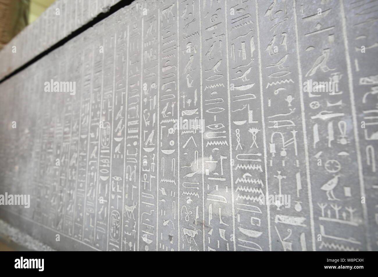 Egyptian old writing hieroglyphs at British museum London UK Stock ...
