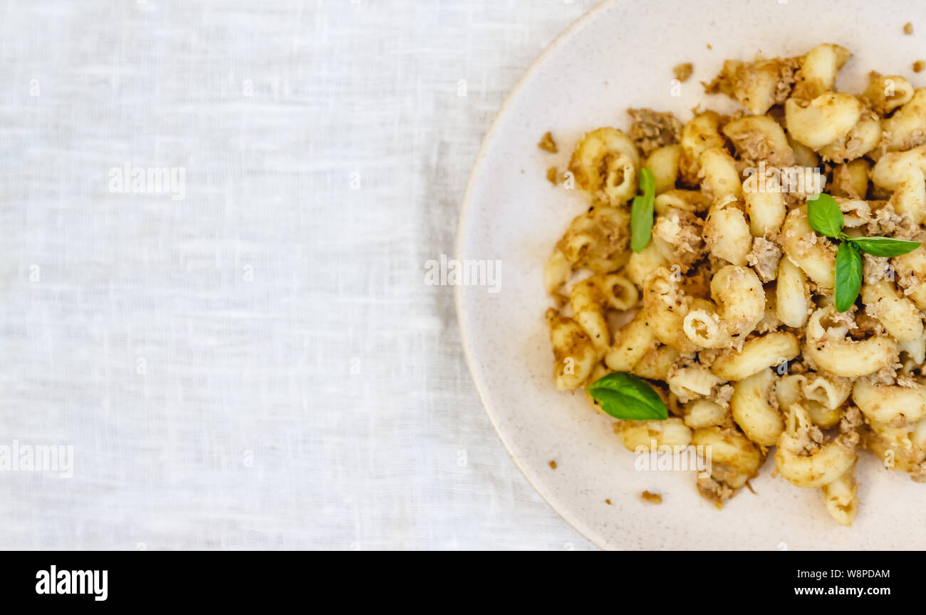 traditional soviet russian pasta dish, vermicelli, navy pasta, with ...