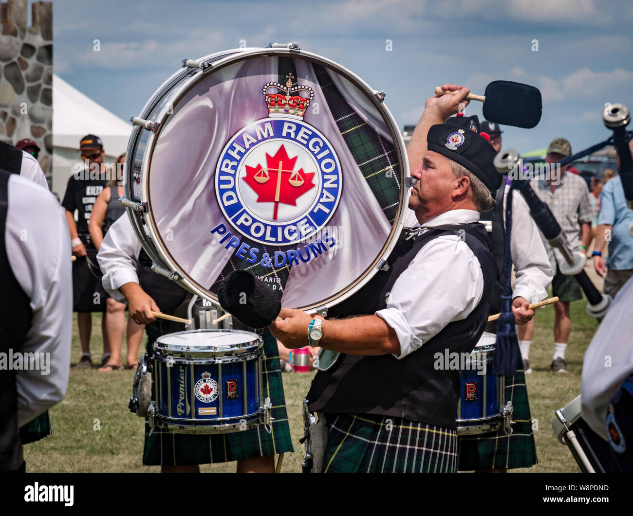 Fergus, Ontario, Canada - 08 11 2018: Drummer of the Durham Regional ...