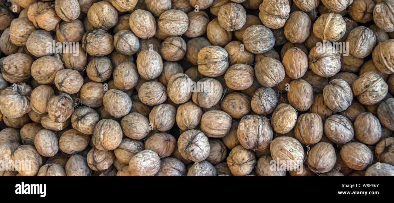 Natural walnut background pattern texture. Abstract walnuts heap ...