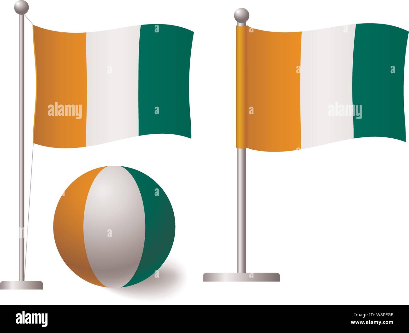 Cote Divoire Ivory Coast Flag On Pole And Ball Metal Flagpole