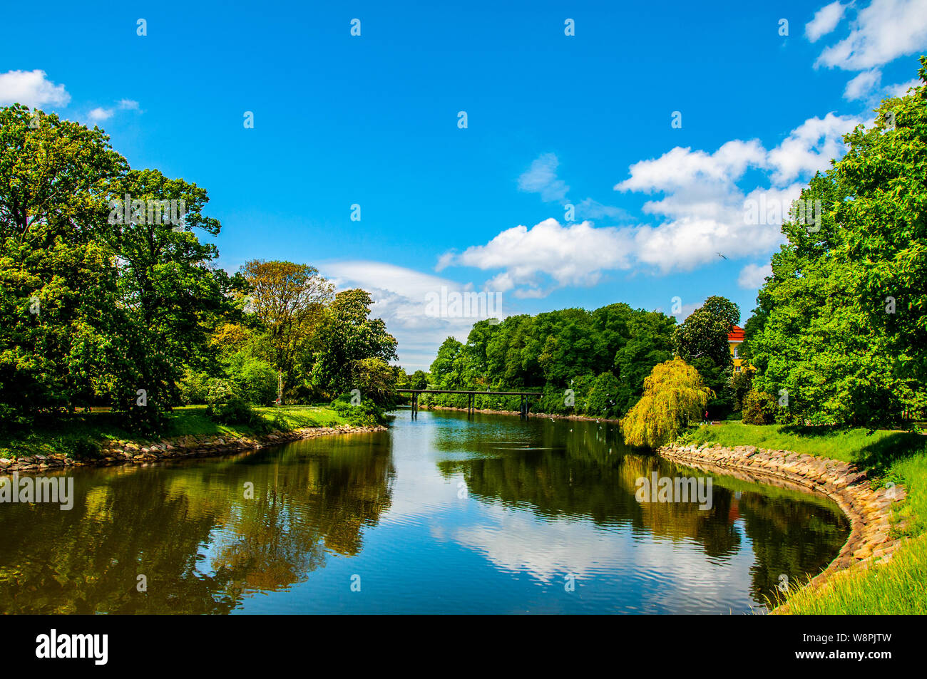 Beautiful landscape of the river in the city of Malmo, Sweden Stock ...