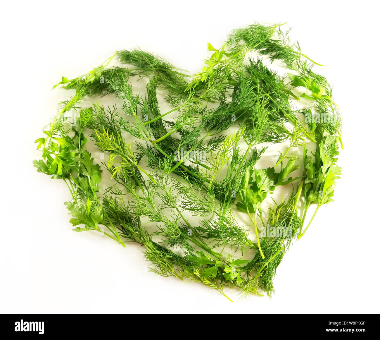 Greens heart, ecology, food, dill. Symbol love. Isolated green object ...