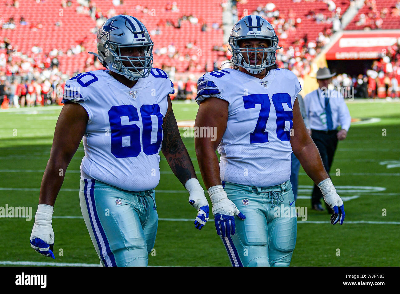 San Jose, California, USA. August 10, 2019: Dallas Cowboys offensive ...