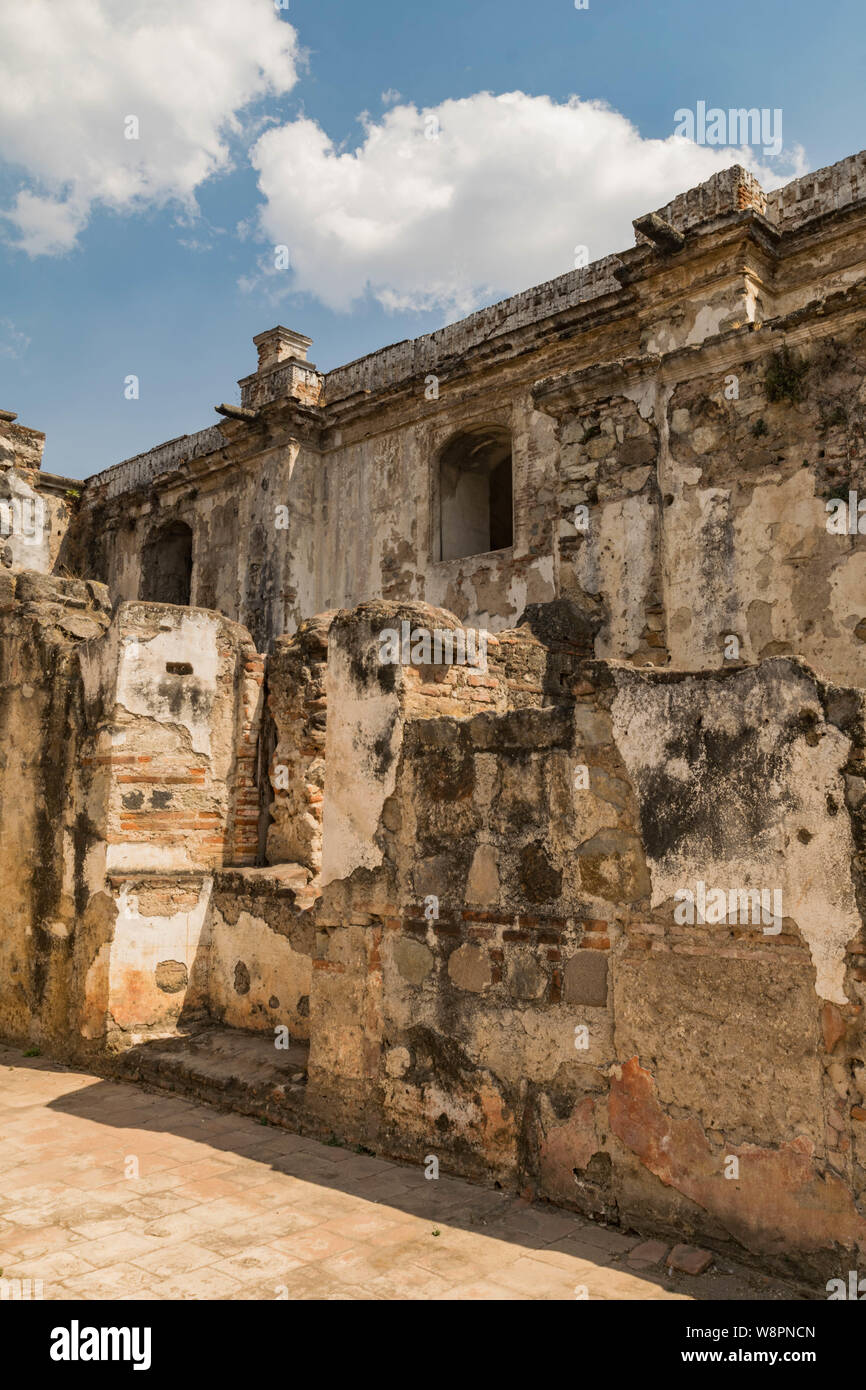 Ancient ruins at the Antigua Guatemala Cathedral, in Antigua, Guatemala ...