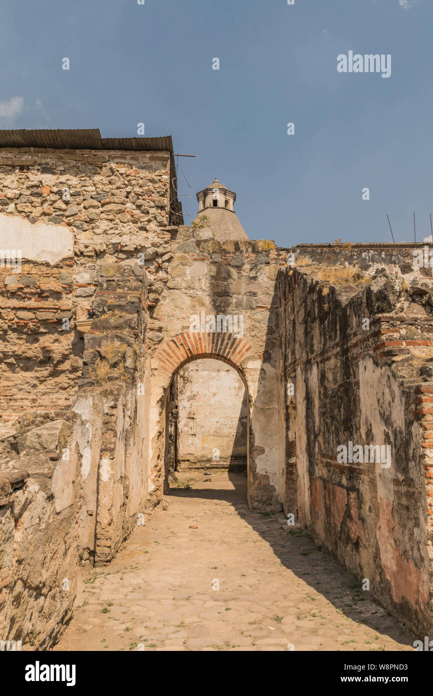 Ancient ruins at the Antigua Guatemala Cathedral, in Antigua, Guatemala ...
