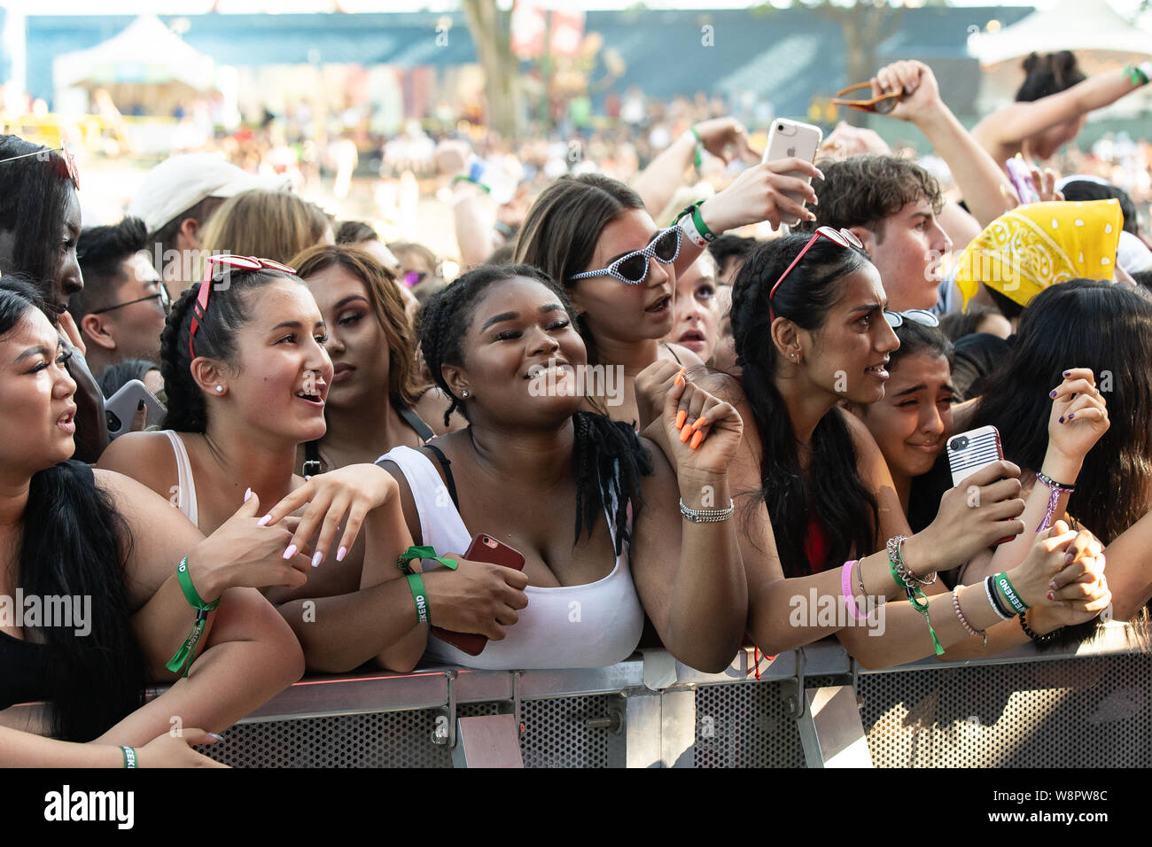 Excited festival goers at Breakout Festival at the PNE Amphitheatre in Vancouver, BC on June ...