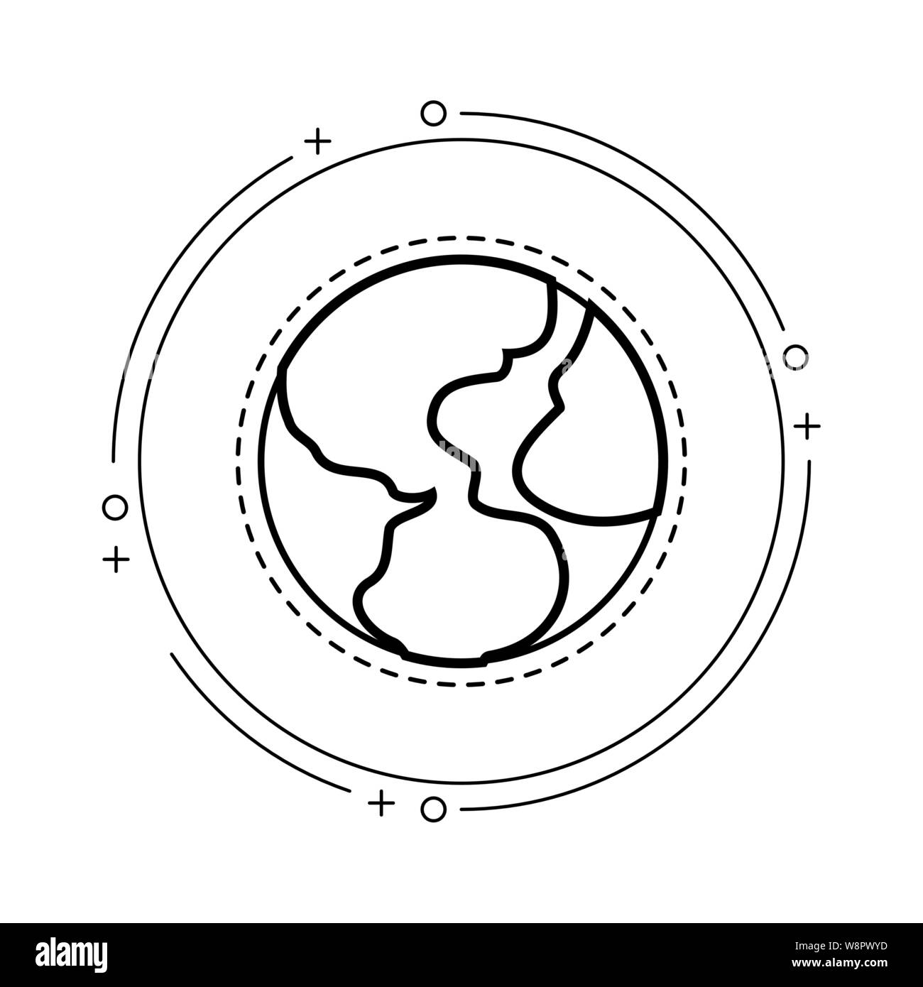 patch of world planet earth in frame circular vector illustration ...