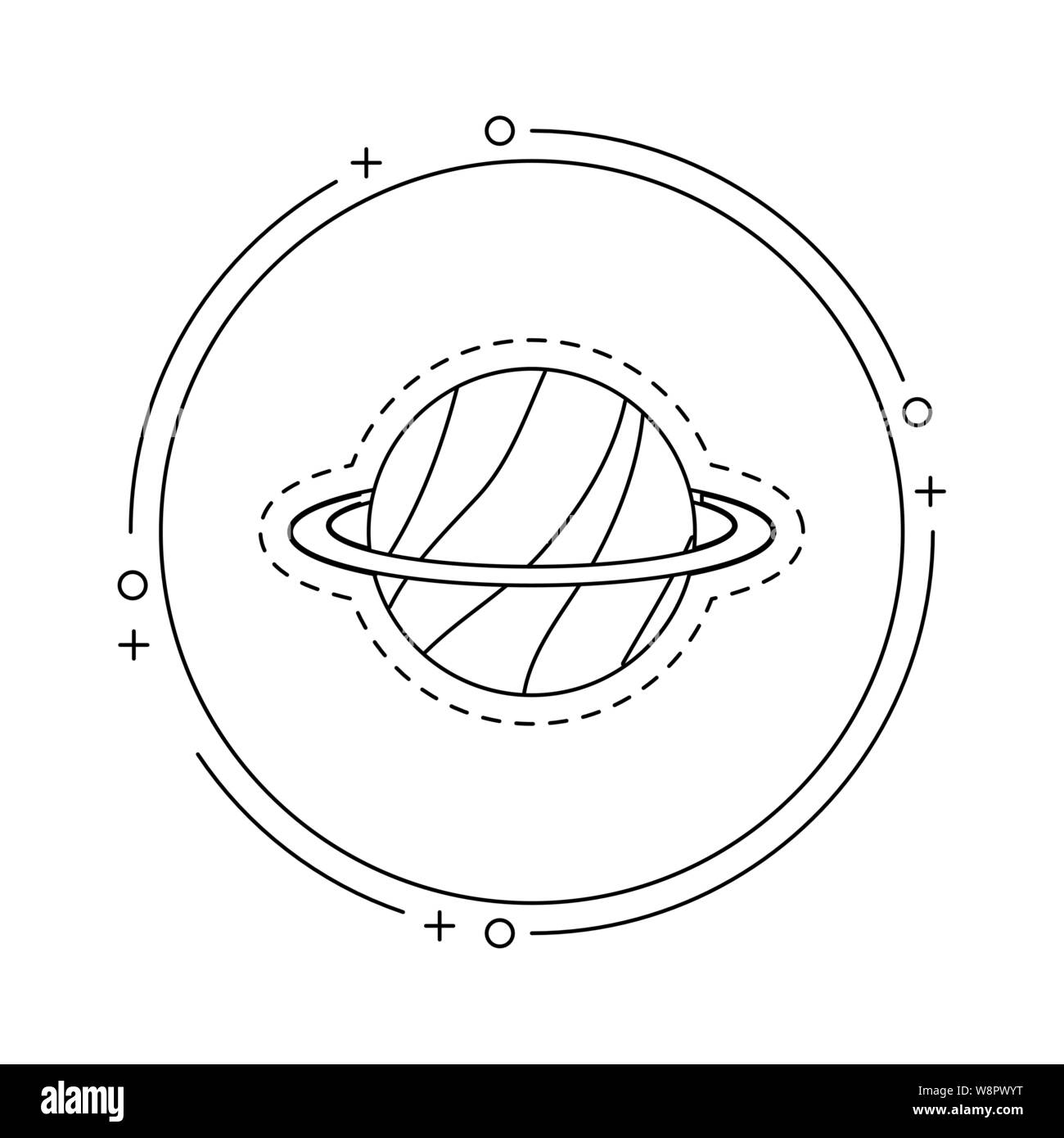 patch of saturn planet in frame circular vector illustration design ...