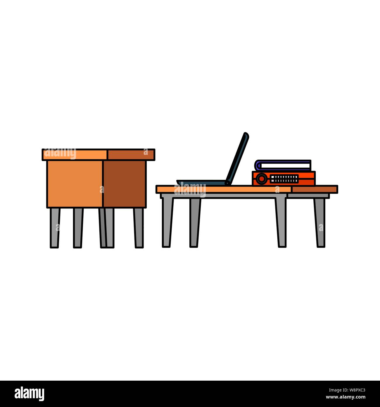 office work place scene with laptop Stock Vector Image & Art - Alamy