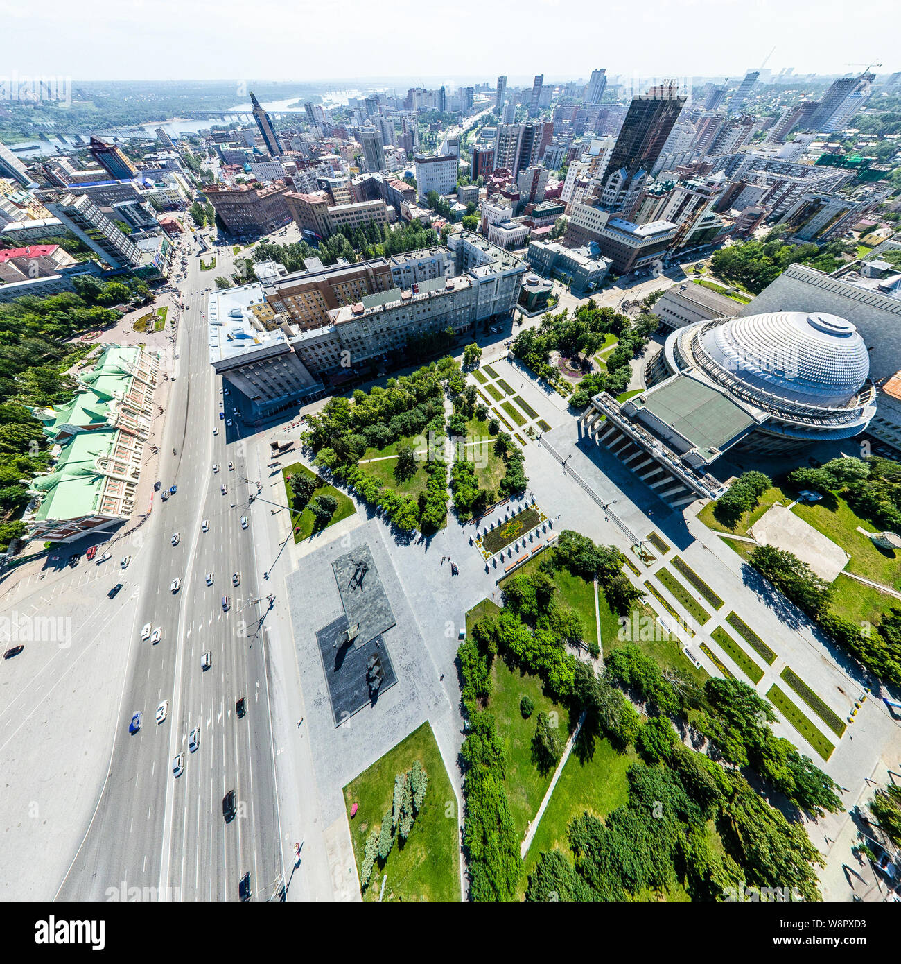 Aerial city view with roads, houses and buildings Stock Photo - Alamy