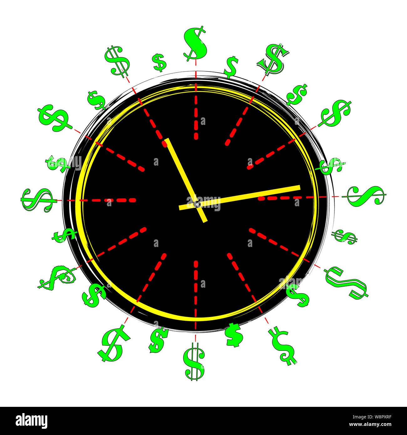 Time is money, a clock with hands .green dollar, business, white ...