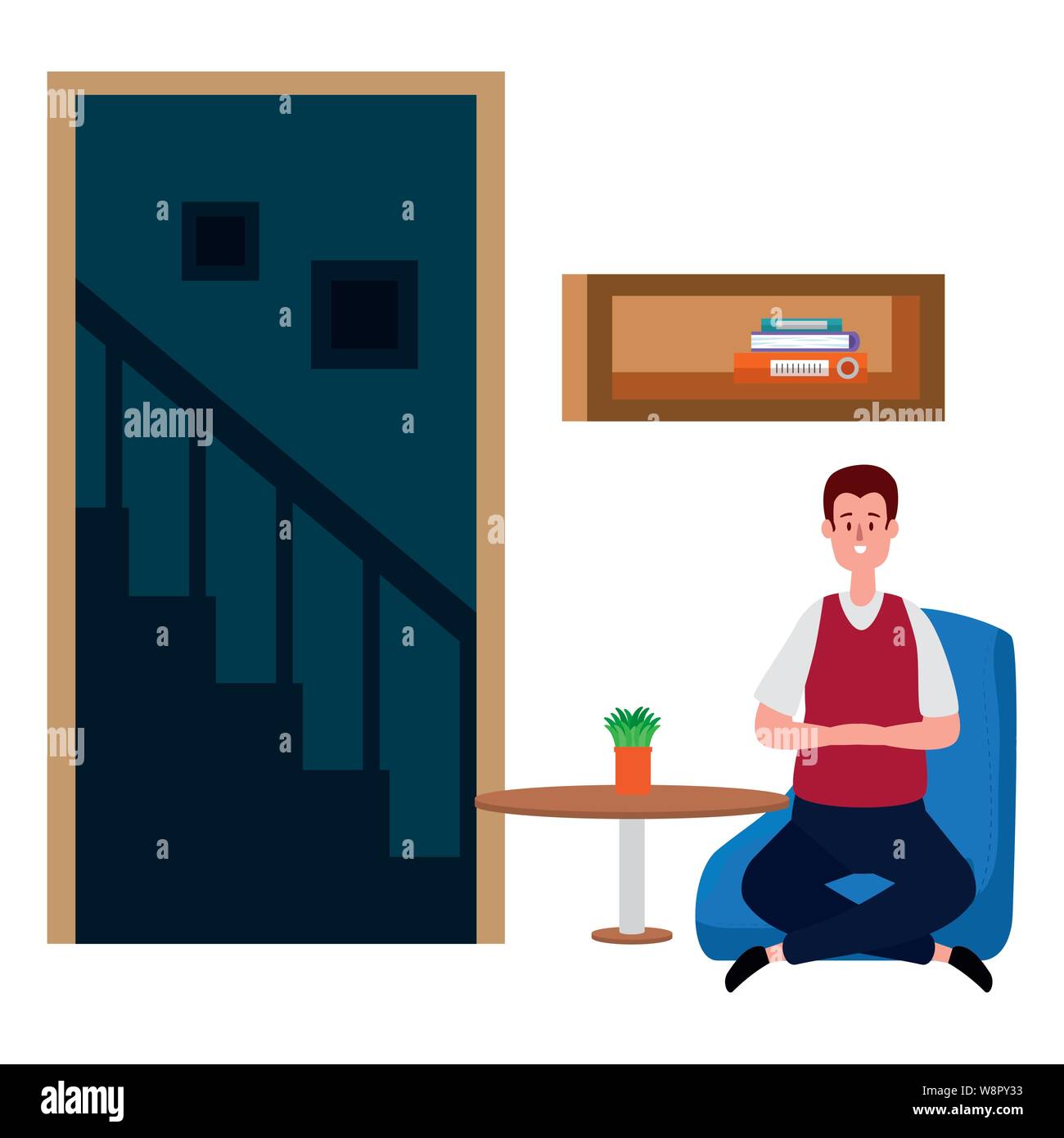 man in living room place scene Stock Vector Image & Art - Alamy