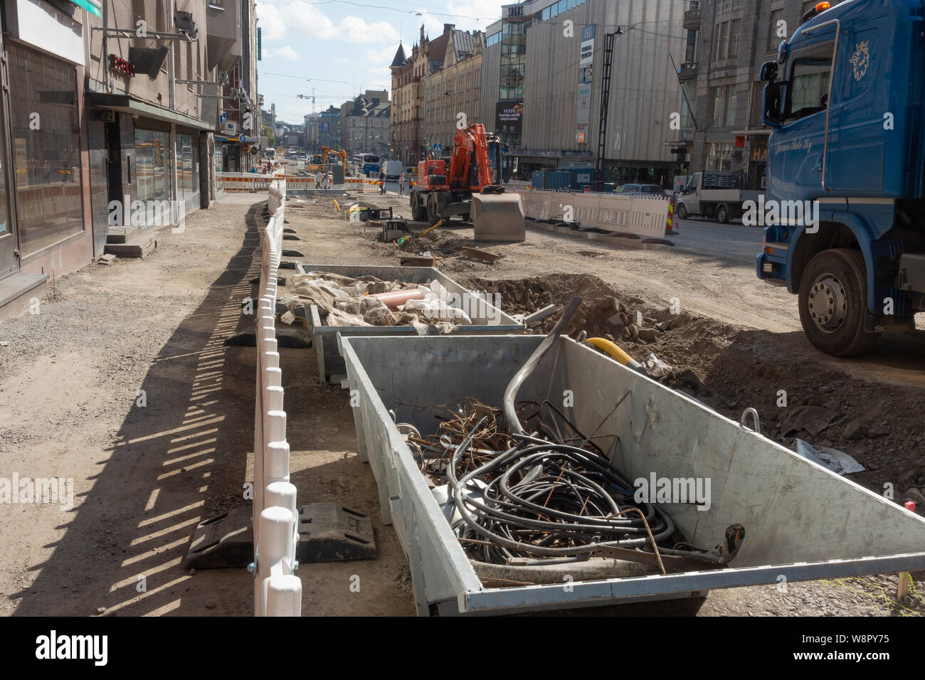Tram line work site at Hämeenkatu street in Tampere Finland Stock Photo ...
