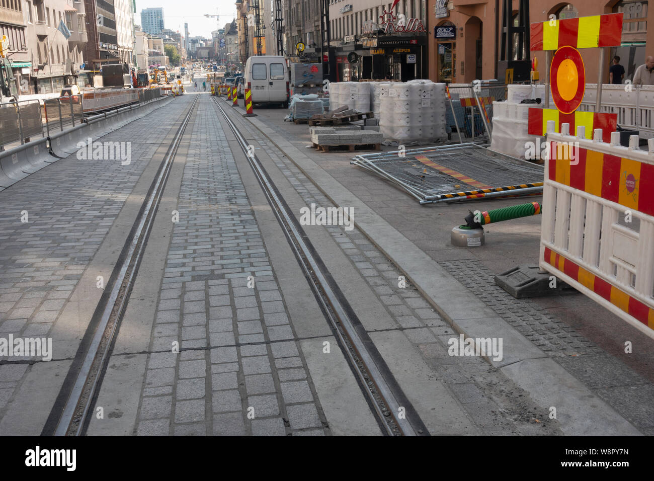 Tram line work site at Hämeenkatu street in Tampere Finland Stock Photo ...