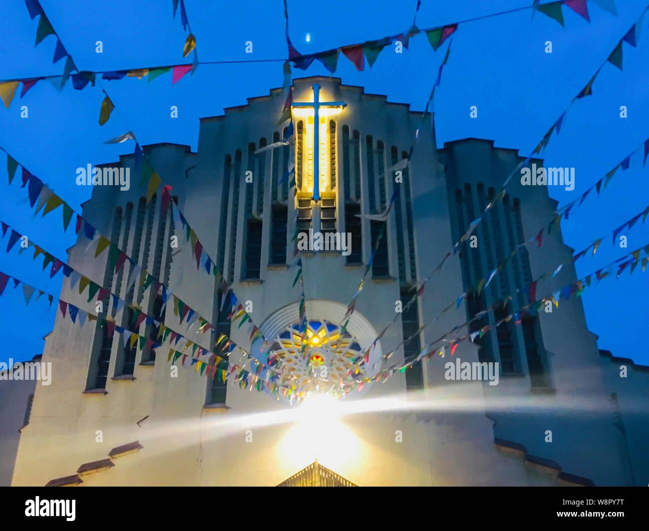 Our lady of Manaoag Church in the Philippines at night Stock Photo - Alamy