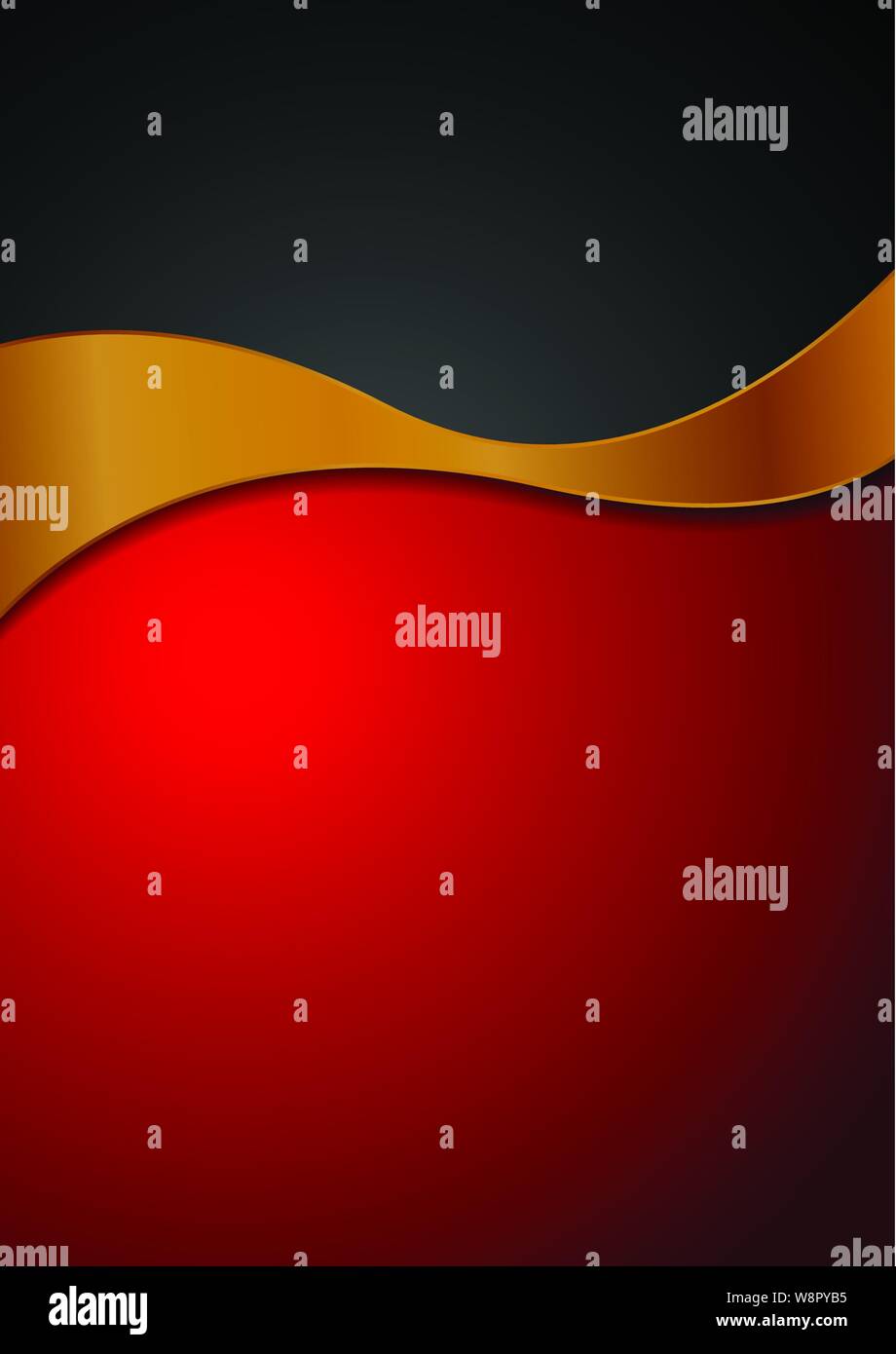 Contrast red and black background with bronze wave. Vector design Stock ...