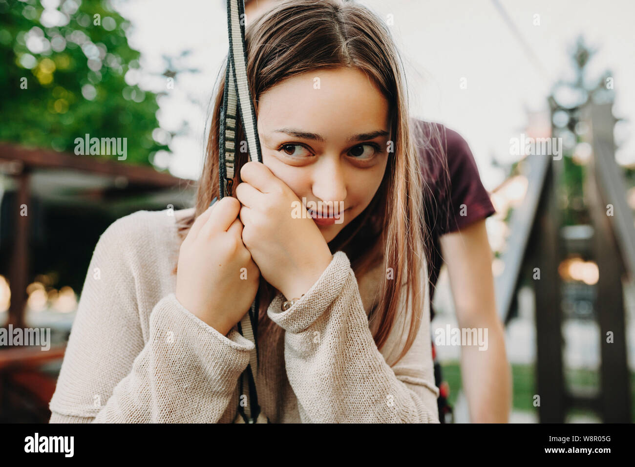 Woman in harness hi-res stock photography and images - Alamy