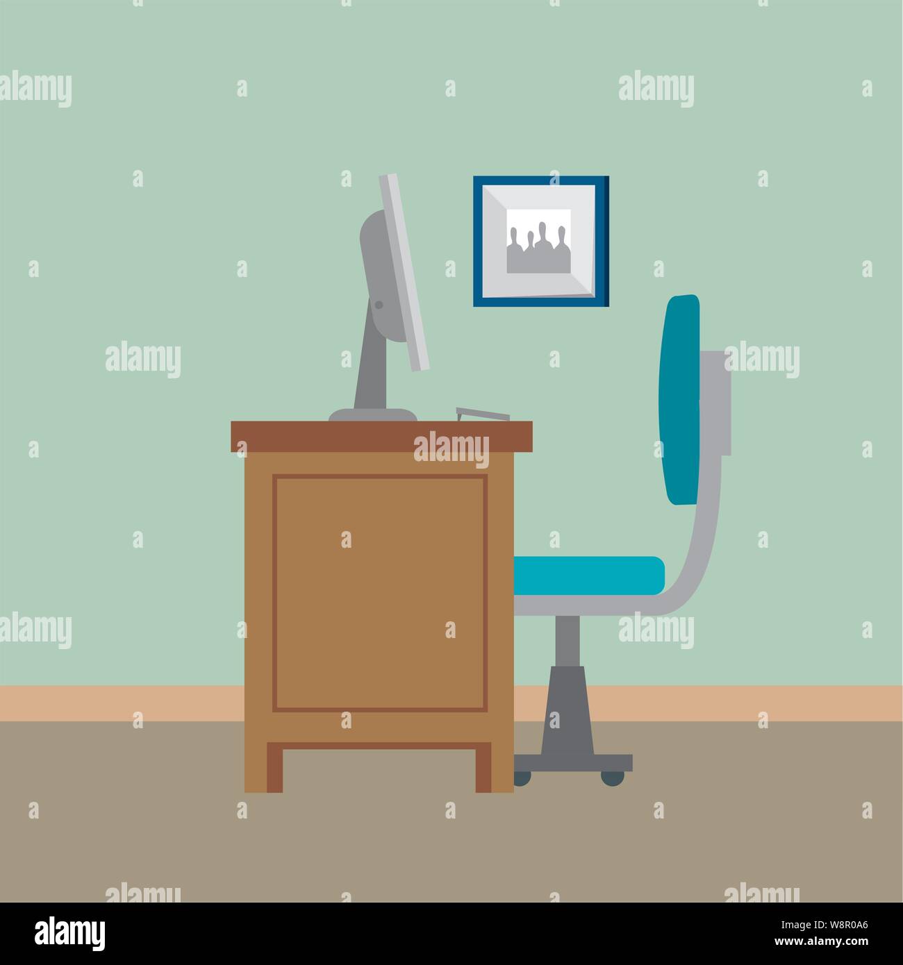 office work place scene with desktop Stock Vector Image & Art - Alamy