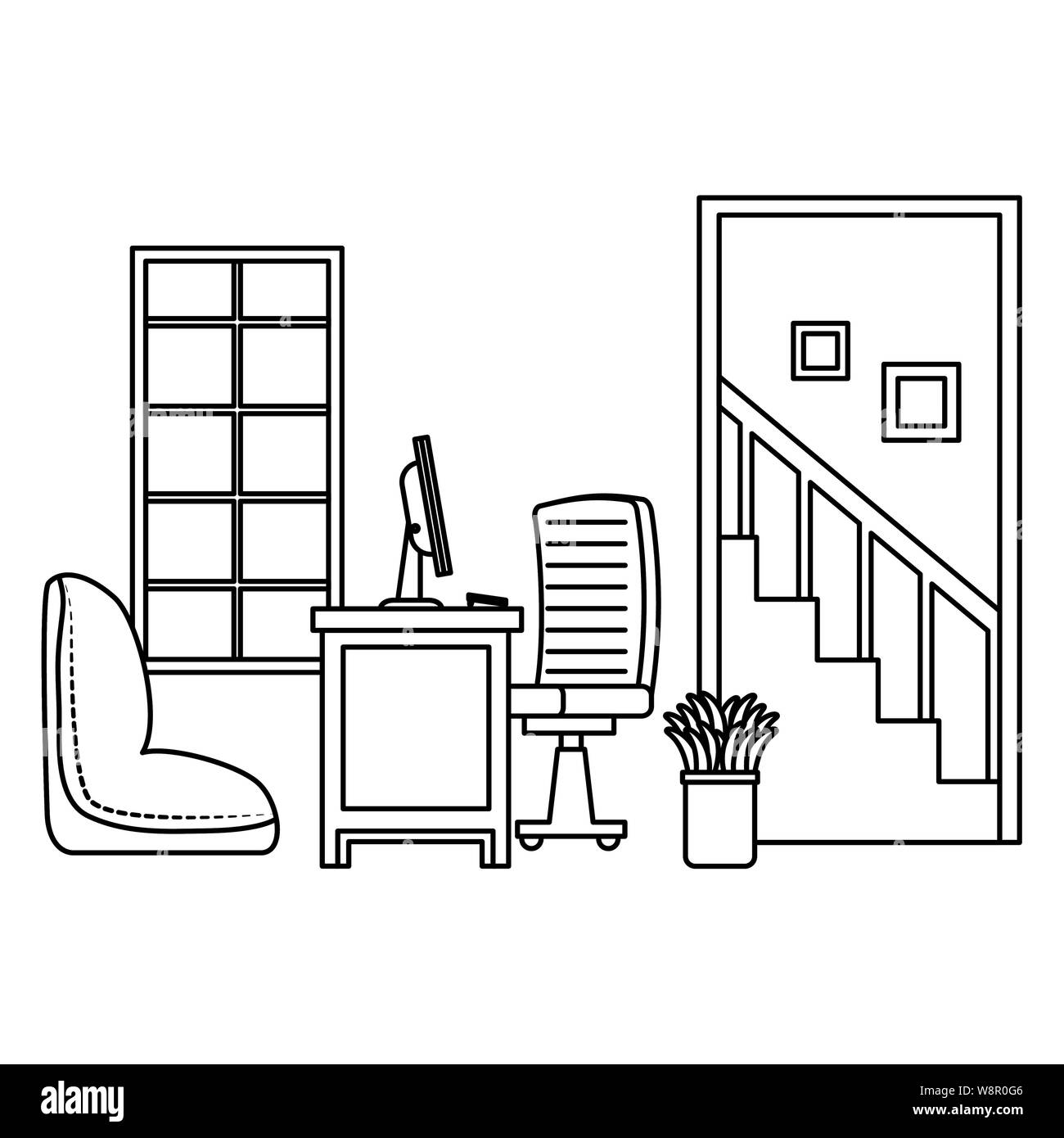 office work place scene with desktop Stock Vector Image & Art - Alamy