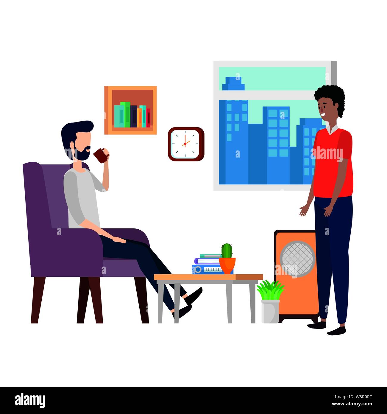 men in living room place scene Stock Vector Image & Art - Alamy
