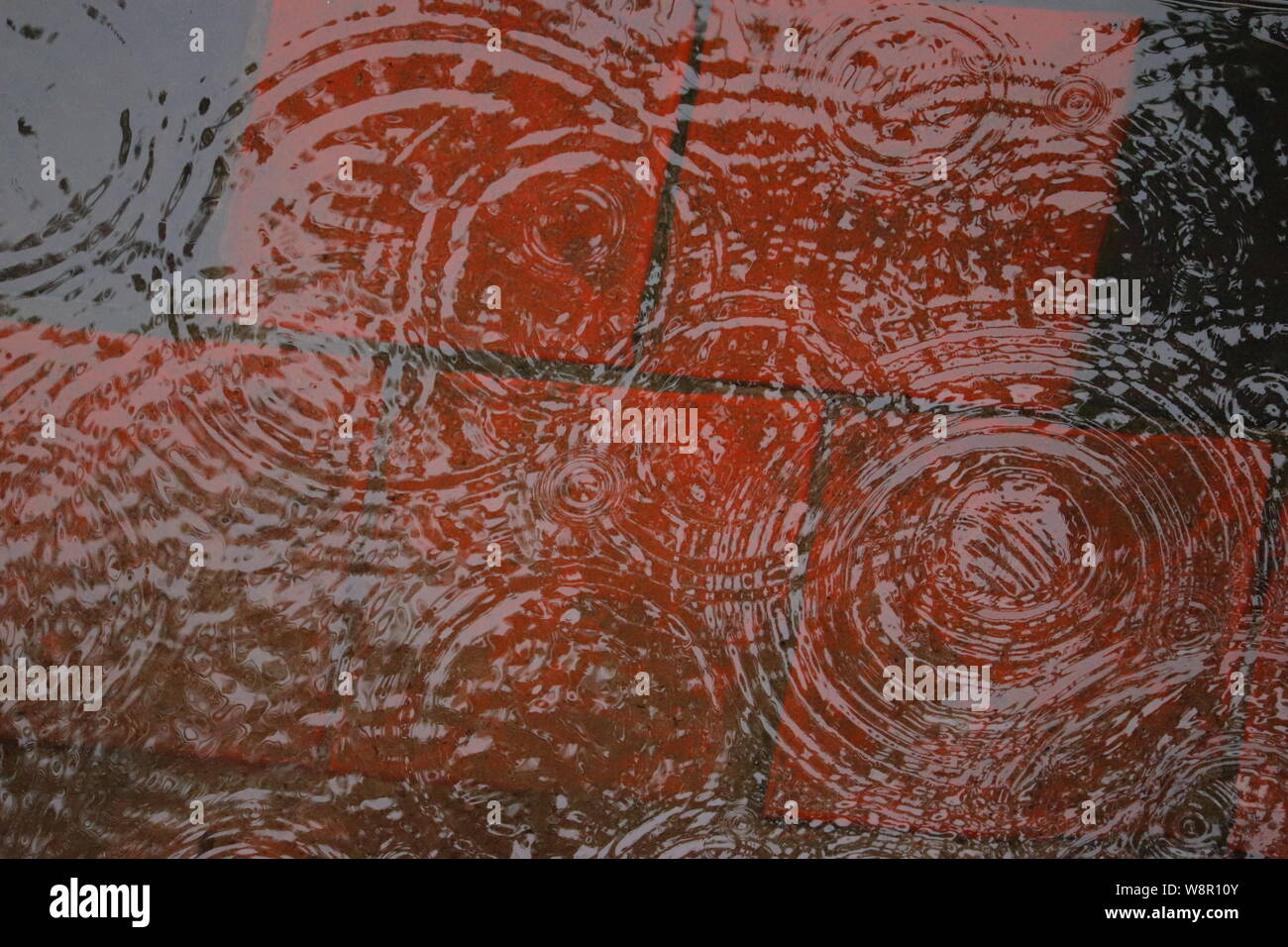 Circular ripples formed in the water due to the rain drops Stock Photo ...