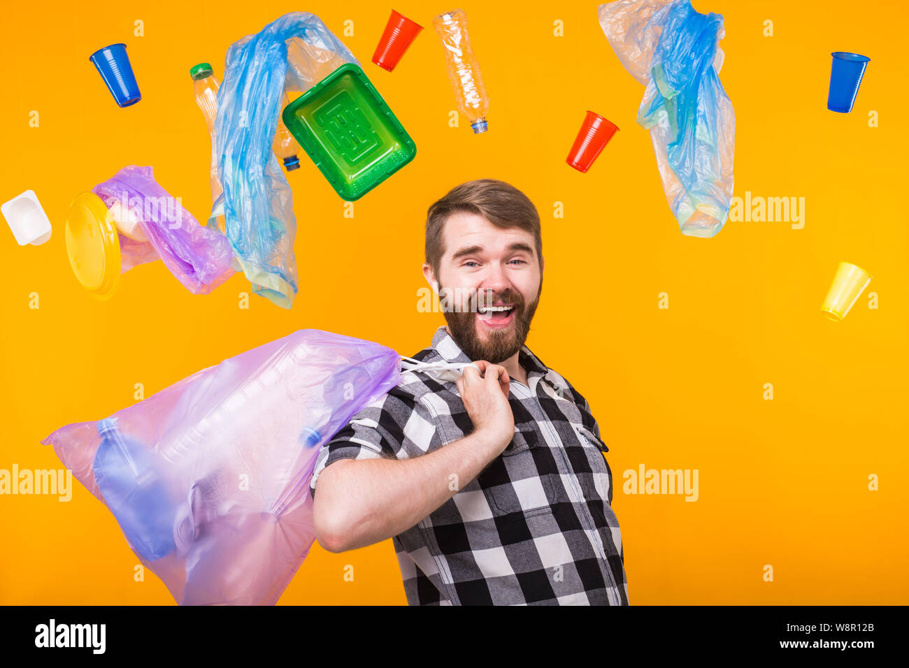 Environmental pollution, plastic recycling problem and ecology problem ...