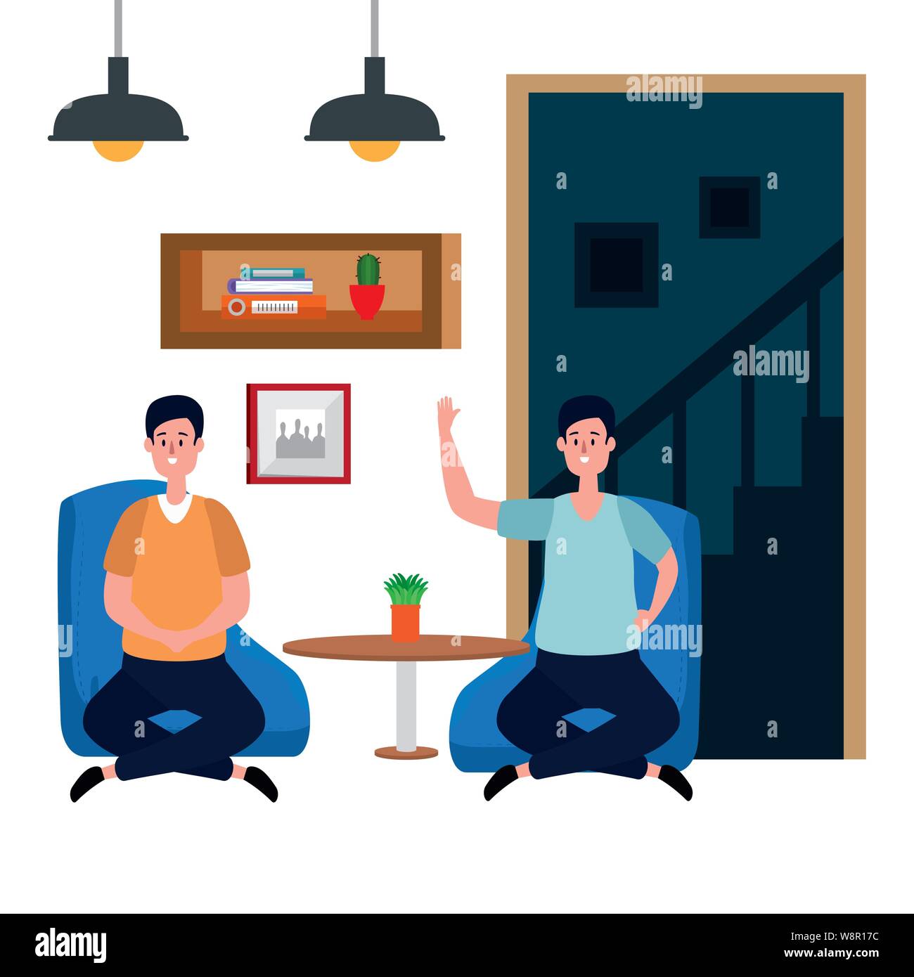men in living room place scene Stock Vector Image & Art - Alamy