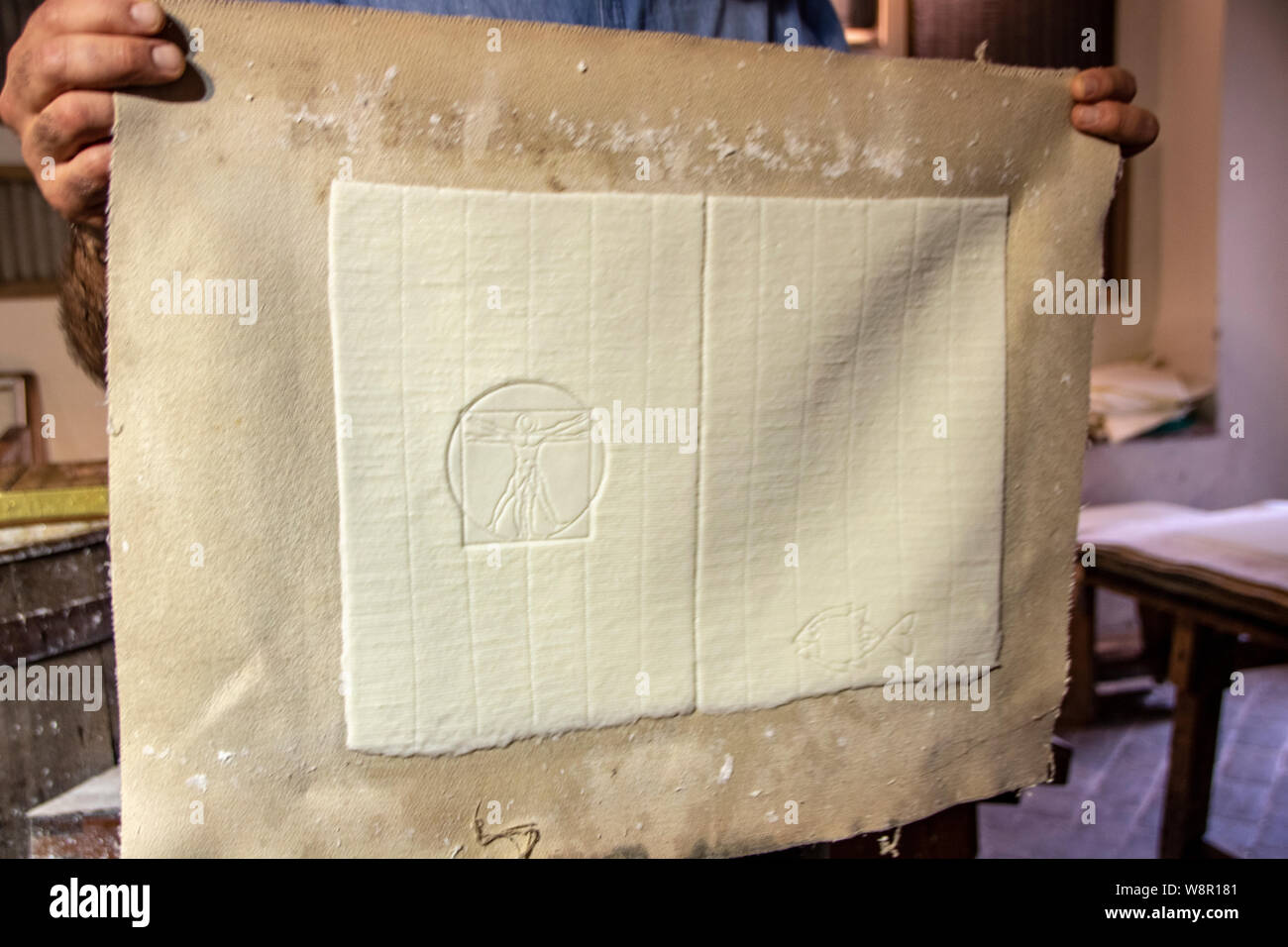 Fabriano - Italy - On april 2019 - watermark on a hand crafted sheet in ...