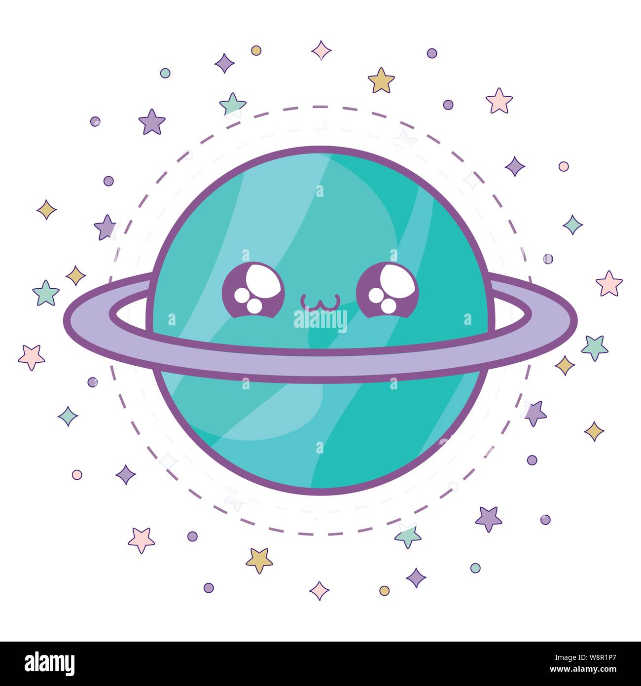 cute planet saturn kawaii style vector illustration design Stock Vector ...