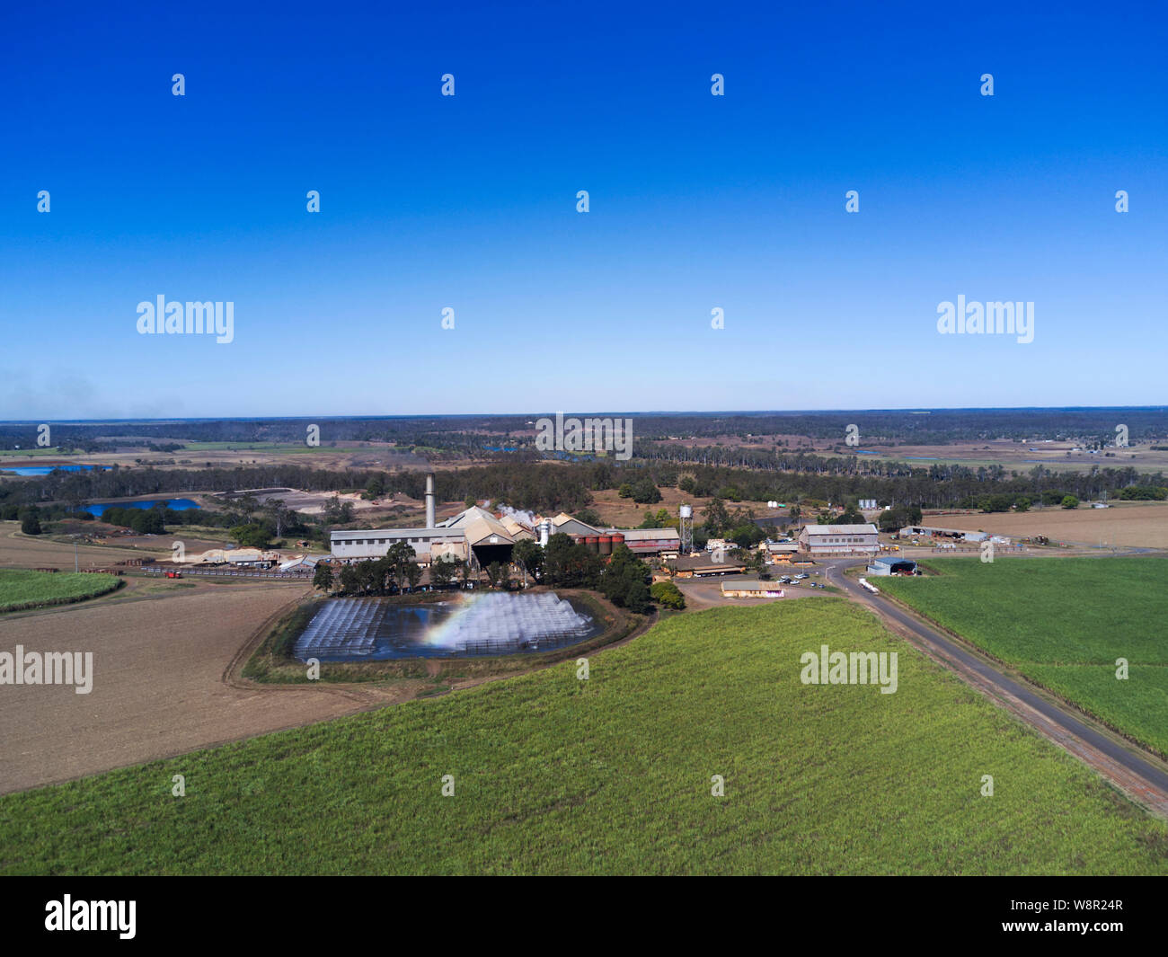 Aerial of the Bingara Sugar Mill near Bundaberg Queensland Australia ...