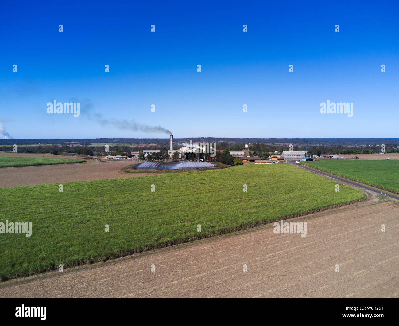 Aerial of the Bingara Sugar Mill near Bundaberg Queensland Australia ...